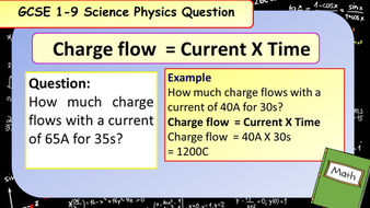 £1 ONLY: 50 GCSE Physics (Science) Charge Flow Calculation Revision ...