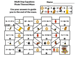 Solving Multi Step Equations Activity: Pirate Themed Math Maze ...