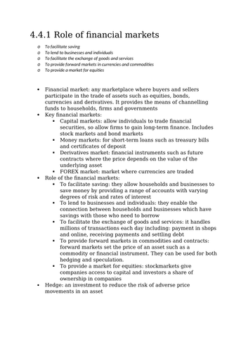 Edexcel A-level Economics Unit 4.4 The Financial Sector | Teaching ...