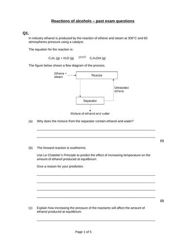 Reactions and uses of alcohol | Teaching Resources