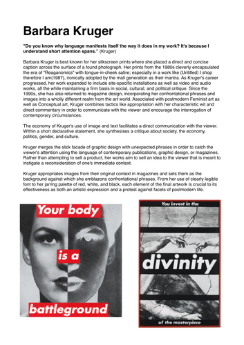 Conceptual Artist Factsheets - Art & Design - Research | Teaching Resources