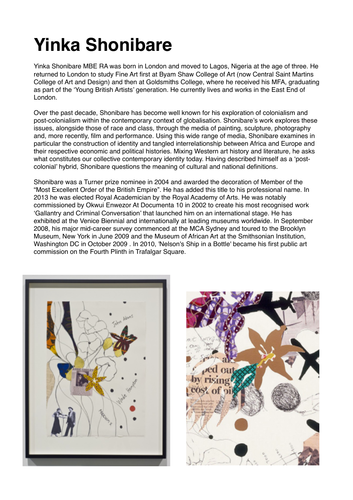 Modern Fine Artist Factsheets - Art & Design - Research | Teaching ...