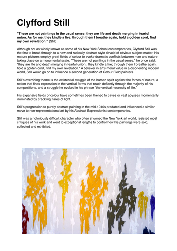 Traditional Fine Artist Factsheets - Art & Design - Research | Teaching ...