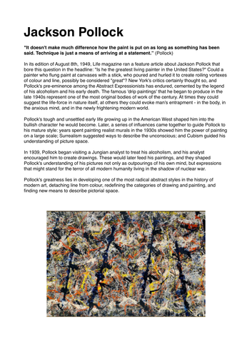 Traditional Fine Artist Factsheets - Art & Design - Research | Teaching ...