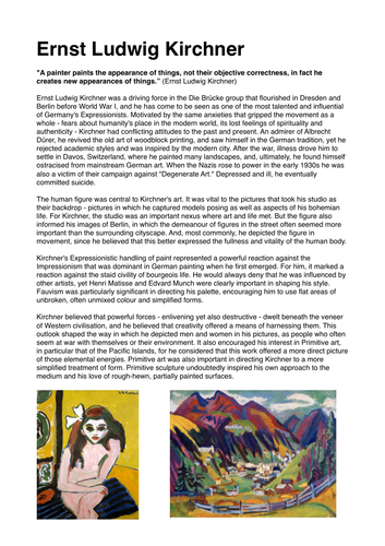 Traditional Fine Artist Factsheets - Art & Design - Research | Teaching ...