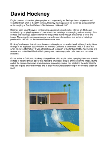 Traditional Fine Artist Factsheets - Art & Design - Research | Teaching ...