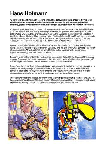 Traditional Fine Artist Factsheets - Art & Design - Research | Teaching ...