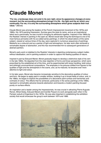Traditional Fine Artist Factsheets - Art & Design - Research PT 2 ...