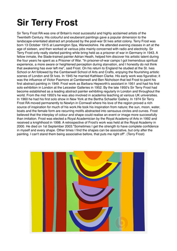 Traditional Fine Artist Factsheets - Art & Design - Research PT 2 ...