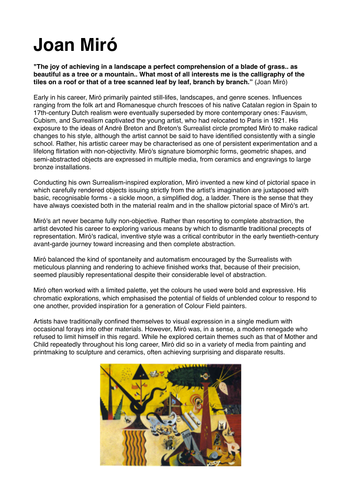 Traditional Fine Artist Factsheets - Art & Design - Research PT 2 ...