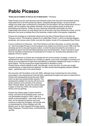 Traditional Fine Artist Factsheets - Art & Design - Research PT 2 ...