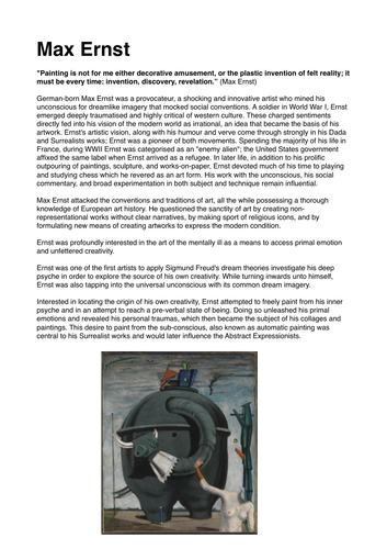 Traditional Fine Artist Factsheets - Art & Design - Research PT 2 ...