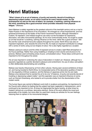 Traditional Fine Artist Factsheets - Art & Design - Research PT 2 ...