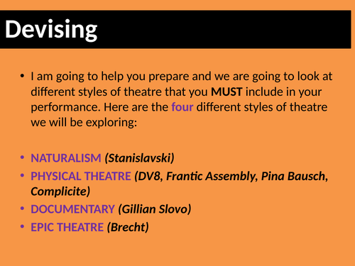 Devising Complete SOW | Teaching Resources