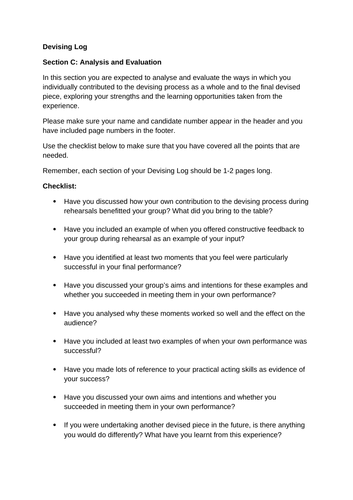 Devising - Coursework [AQA] | Teaching Resources