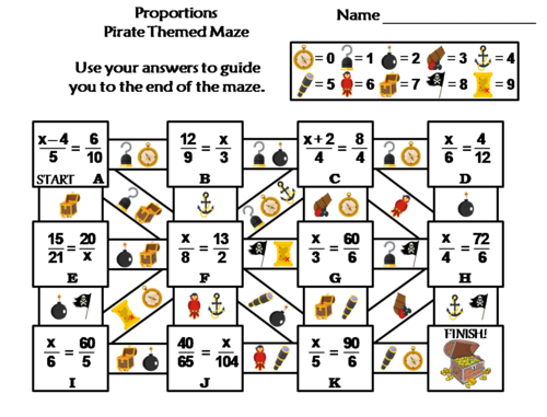Proportions Activity: Pirate Themed Math Maze | Teaching Resources