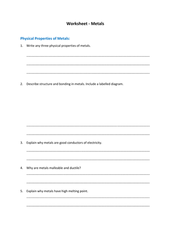 IGCSE Chemistry- Metals | Teaching Resources