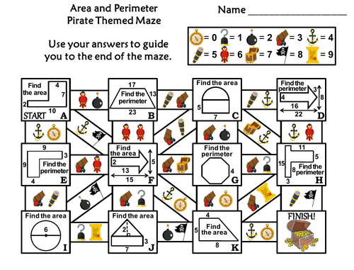 Area and Perimeter Activity: Pirate Themed Math Maze | Teaching Resources