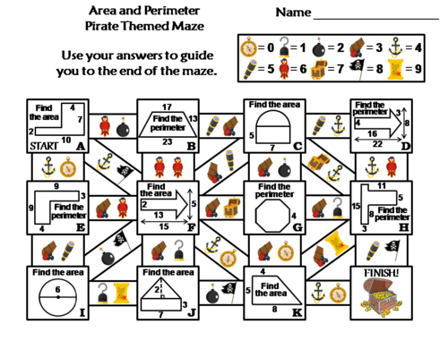 Area and Perimeter Activity: Pirate Themed Math Maze | Teaching Resources