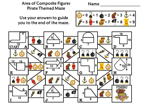 Area of Composite Figures Activity: Pirate Themed Math Maze | Teaching ...