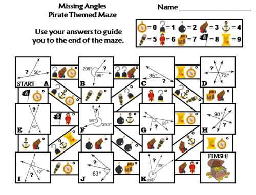 Missing Angles Activity: Pirate Themed Math Maze | Teaching Resources