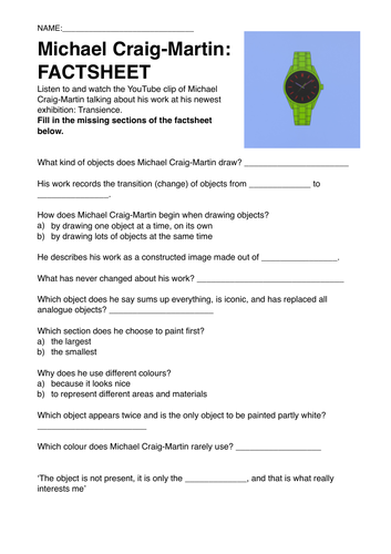 Michael Craig Martin STARTER ACTIVITY - ART Q&A | Teaching Resources