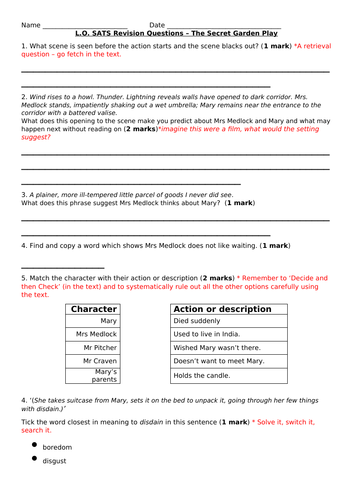 Year 6 Reading Paper Questions Written in SATs style with mark ...