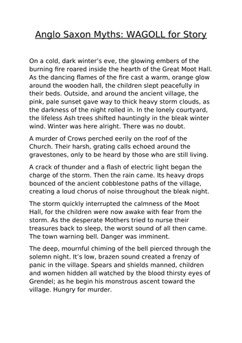 Anglo-Saxon Story | Teaching Resources