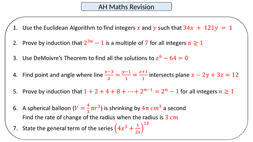 Advanced Higher Maths revision material | Teaching Resources