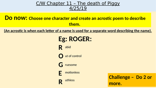 LOTF's full SOW | Teaching Resources