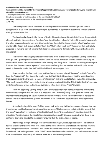 LOTF's full SOW | Teaching Resources