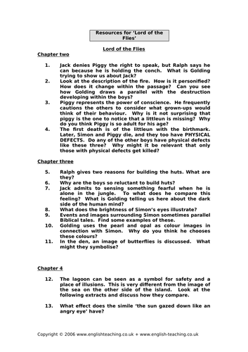 LOTF's full SOW | Teaching Resources
