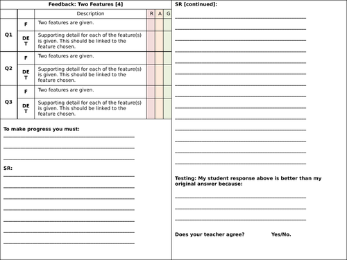 Edexcel History GCSE (9-1) Exam Response Feedback DIT Sheets | Teaching ...