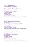 French directions and places in the town. Expo 1, Mod 4, Unit 1/2 ...