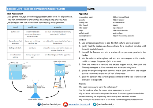 Edexcel Chemistry: Preparing copper sulfate (Core Practical 3) | Teaching Resources