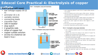 Edexcel Chemistry: Electrolysis of copper sulfate solution (Core Practical 4) | Teaching Resources