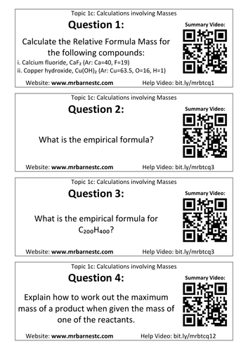 GCSE Chemistry Flash Cards - Calculations involving Masses | Teaching ...