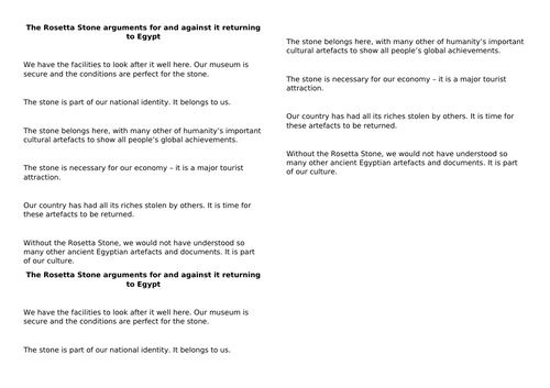 Ancient Egypt - Conscience Alley Activity for The Rosetta Stone KS2 ...