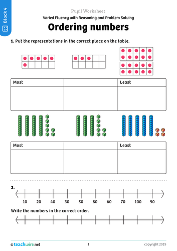 Y1 Summer Term Block 4 Number Place Value Within 100 Ordering Numbers Teaching Resources