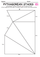 PYTHAGORAS (SET E) - 'PYTHAGOREAN STACKS' - 4 worksheets of inc ...