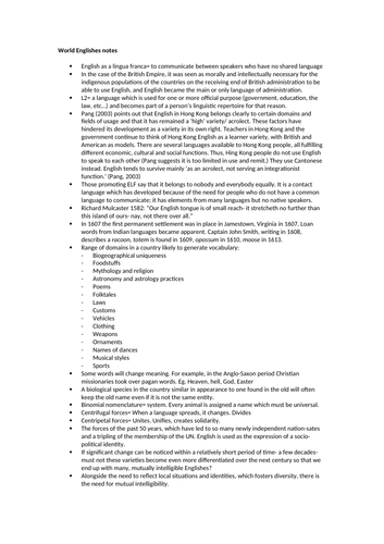 WORLD ENGLISHES NOTES AQA ALEVEL ENGLISH LANGUAGE | Teaching Resources