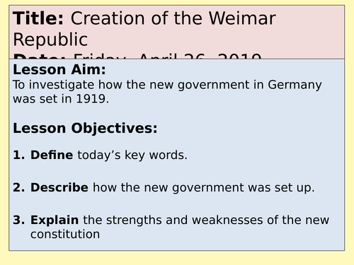 Weimar and Nazi Germany GCSE Edexcel (9-1) Lessons | Teaching Resources
