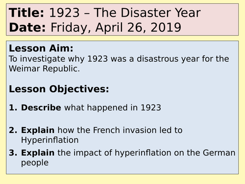 Weimar and Nazi Germany GCSE Edexcel (9-1) Lessons | Teaching Resources