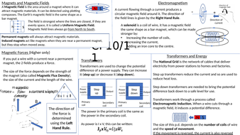 Combined Science Physics Revision Summary Mats - Edexcel | Teaching ...