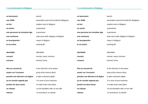 IB French B Organisation sociale La communauté Oxford | Teaching Resources