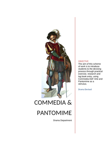 GCSE Drama - Commedia & Pantomime Full scheme of work | Teaching Resources