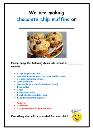 Food Technology: Chocolate Chip Muffins | Teaching Resources