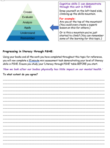 PSHE Assessment | Teaching Resources
