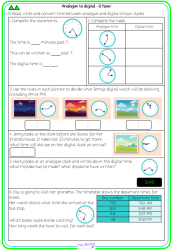3. Time: analogue to digital – 12 hour lesson pack (Y4) | Teaching ...