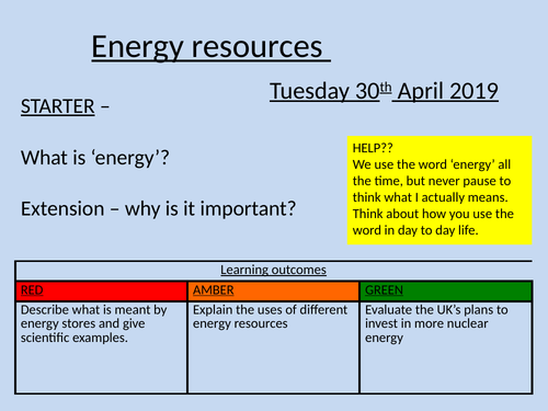 Energy resources | Teaching Resources